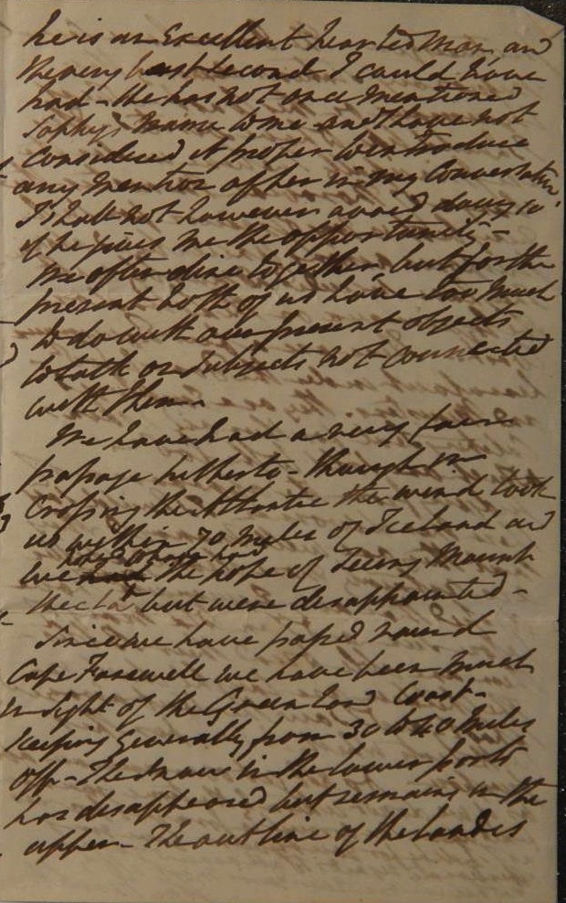 Sir John Franklin Letter to Isabella Cracroft